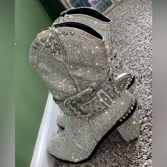 Dolls Kill | Shoes | Dollskill Sheriff Shine Cowgirl Boots Silver ...